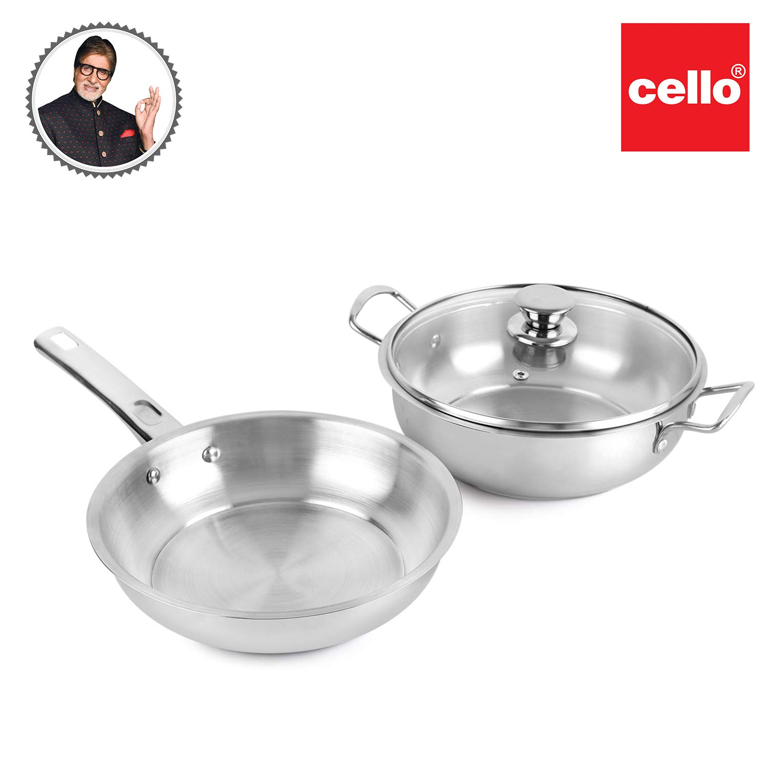 Buy Cello Steelox Induction Compatible Stainless Steel Fry Pan Kadai ...