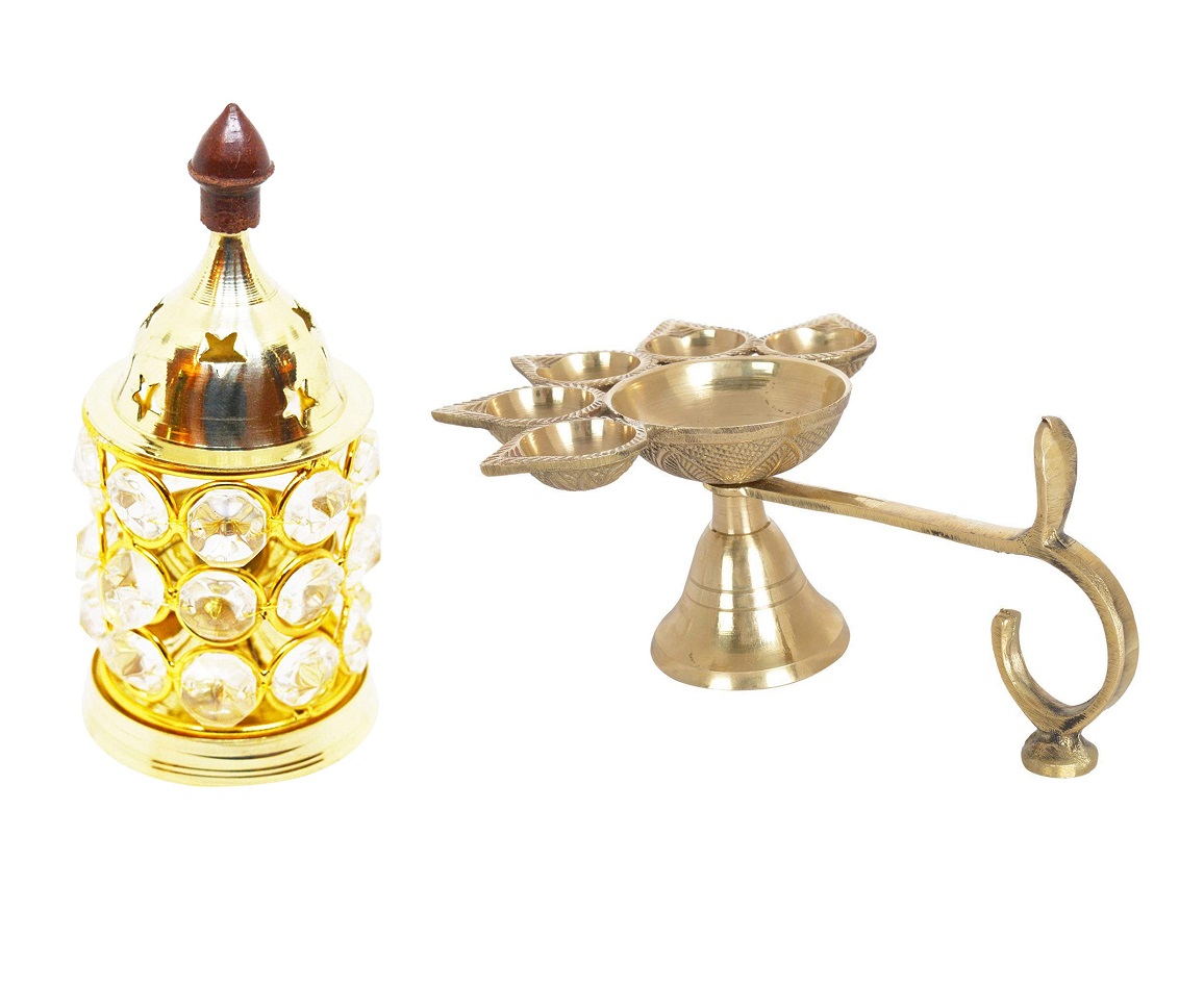 Buy Stylewell Combo Of 5 Face Puja Camphor Burner Lamp Panch Aarti ...