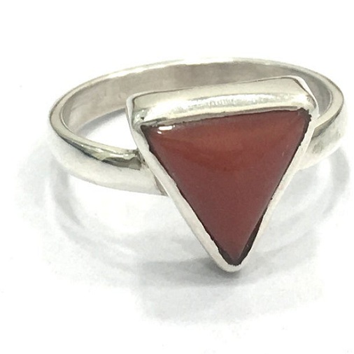 Buy triangle coral ring natural original gemstone munga/moonga silver ...