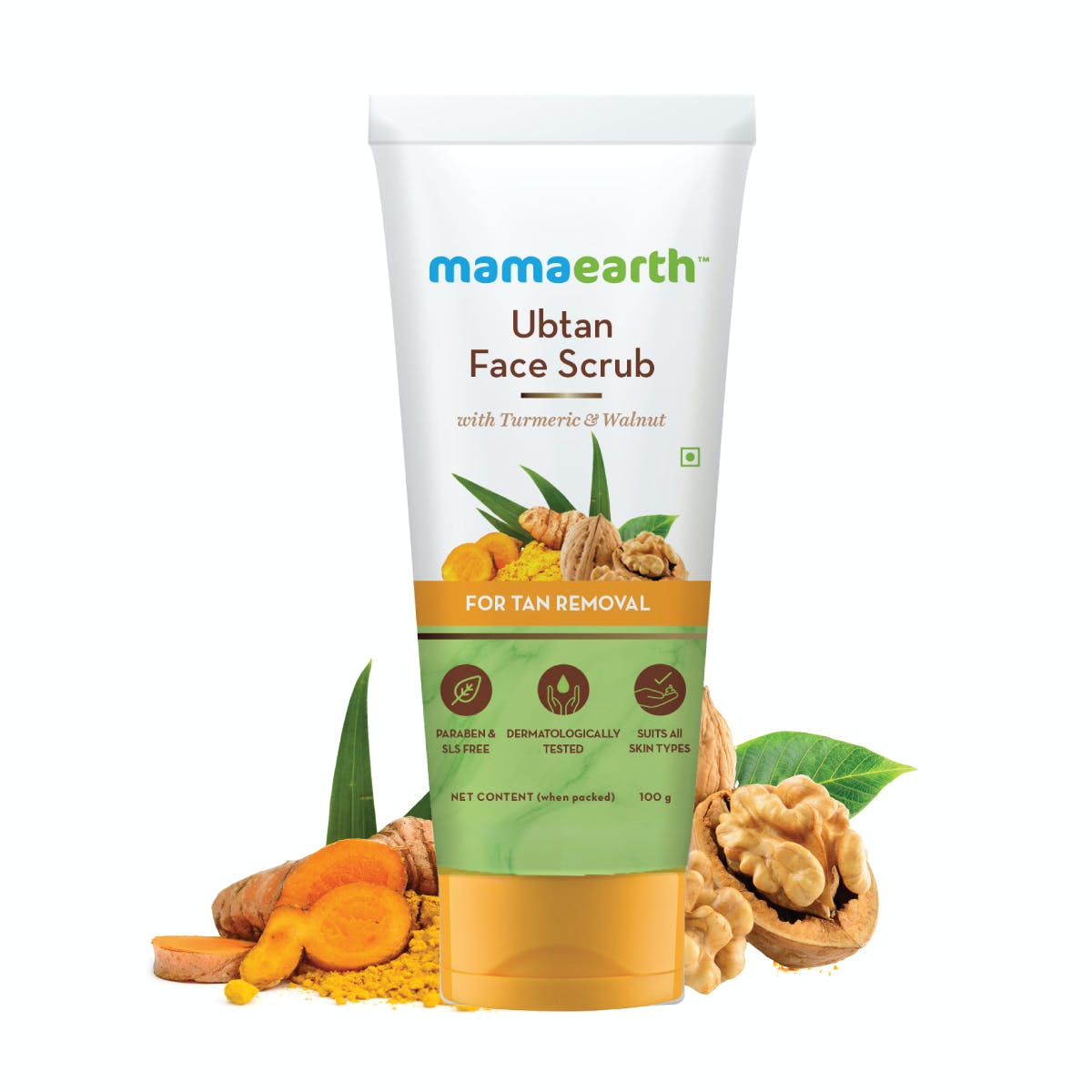 Buy Mamaearth Ubtan Face Scrub with Turmeric Walnut for Tan Removal - 100g Online @ ₹349 from ...
