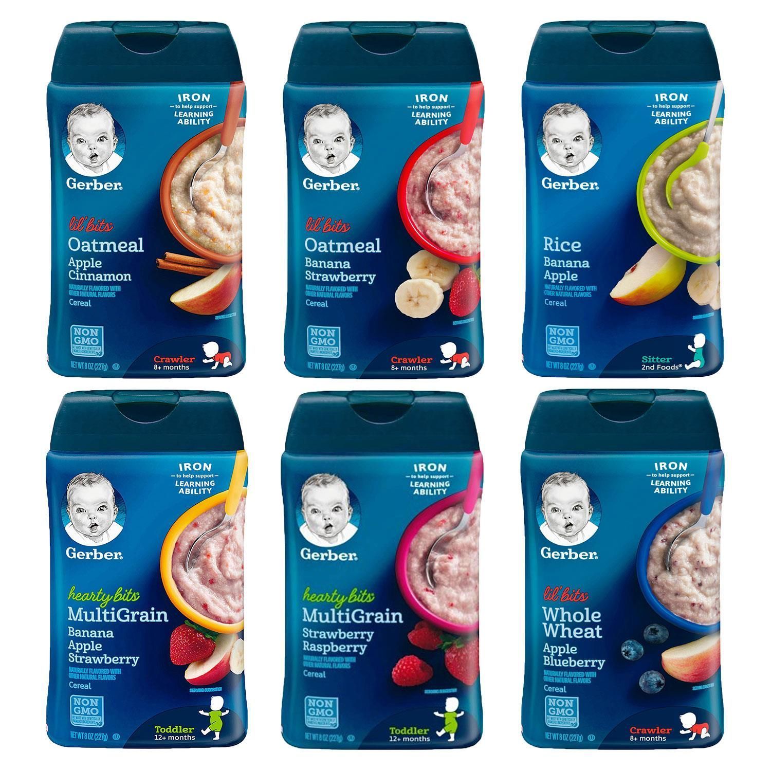 Buy Gerber Cereal Combo (8oz) (Pack of 6) - 2 Hearty Bits + 3 Lil Bits ...