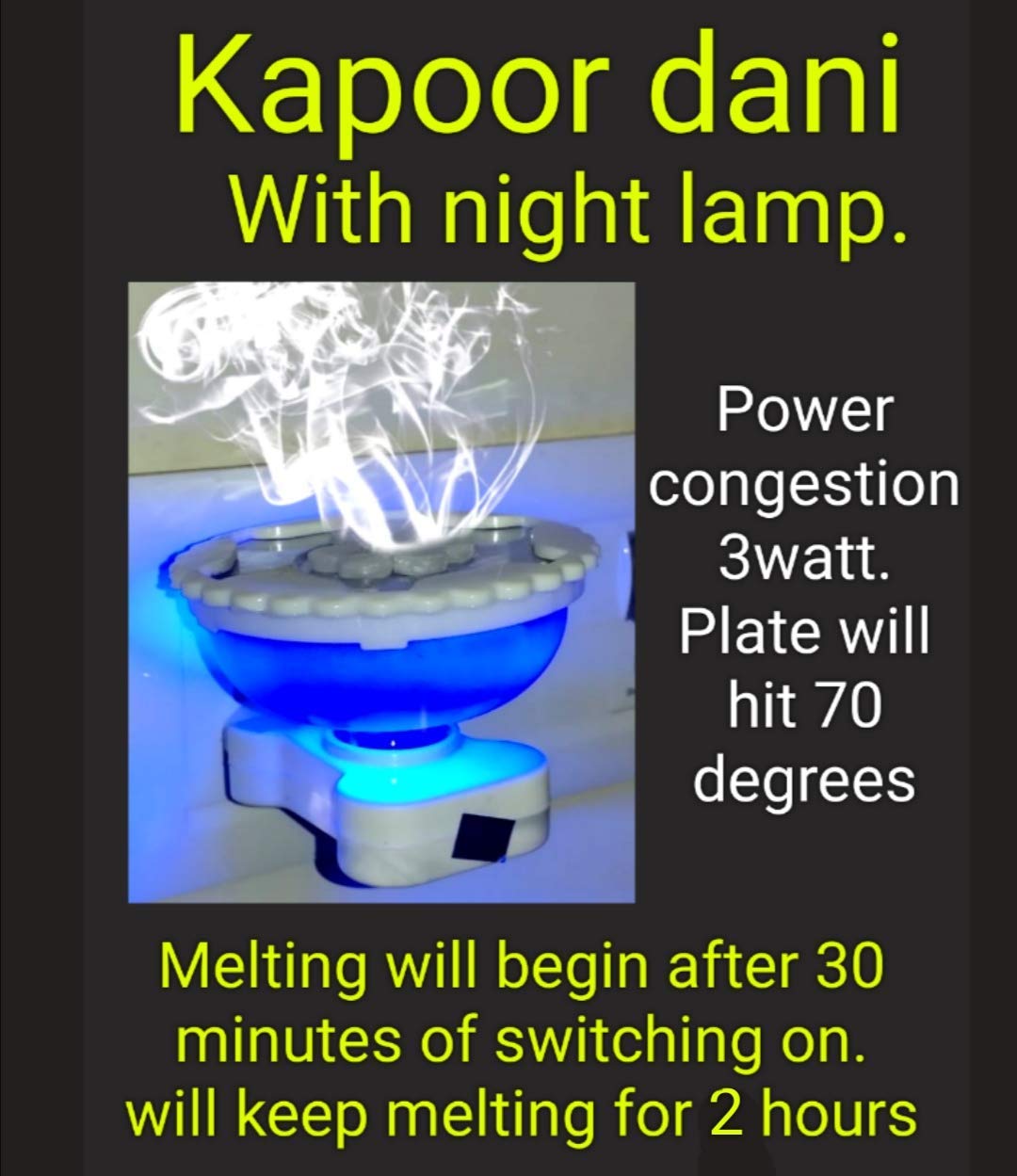 Buy Kapoor Dani with Night Lamp Plug-in Incense Burner Kapoor Dani ...
