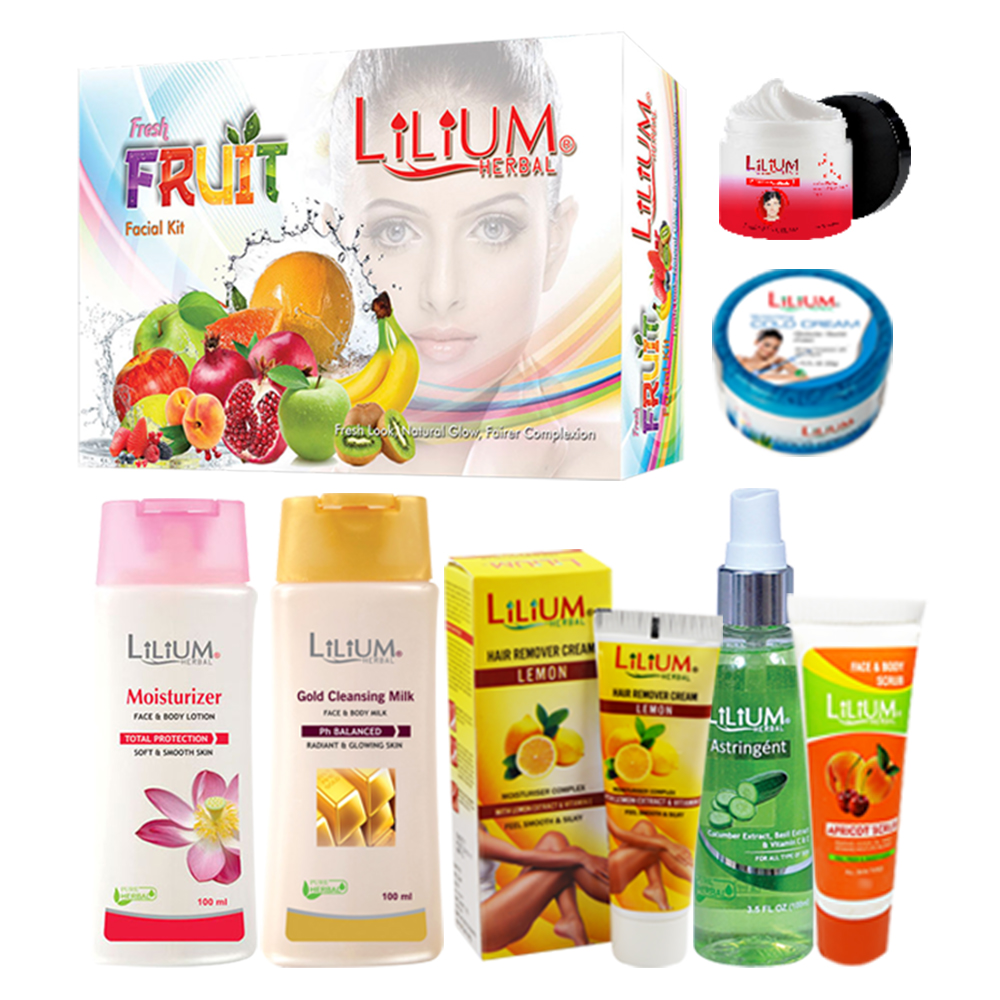 Buy Lilium Fruit Facial Kit, Lemon Hair Remover & Body Care Product Set ...