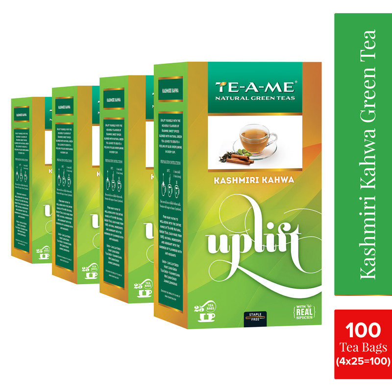 Buy TE-A-ME Kashmiri Kahwa Green Tea, Pack of 4 Boxes with 25 Tea Bags ...