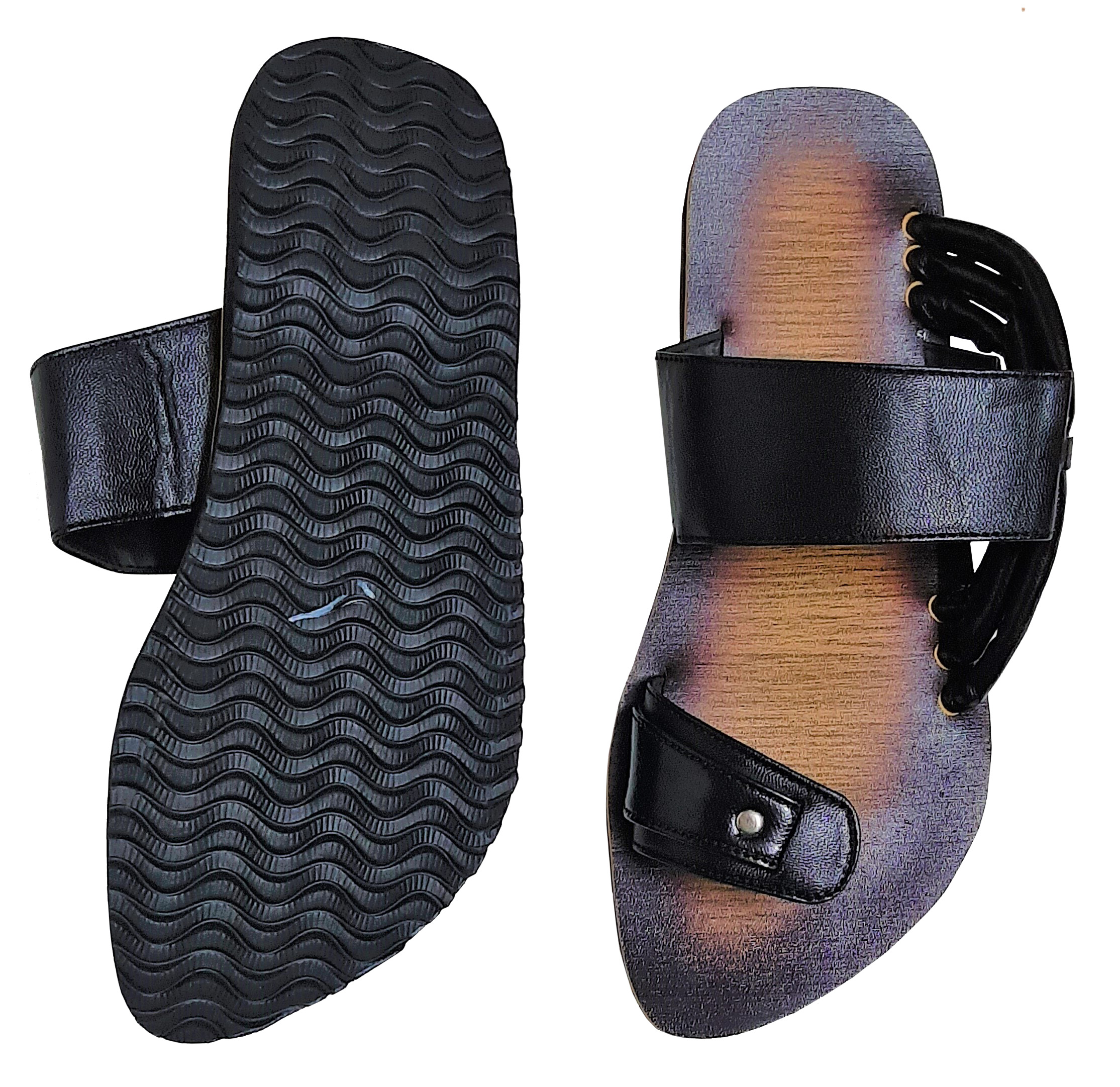 Buy Leather Chappal Black Angotha Online @ ₹699 from ShopClues