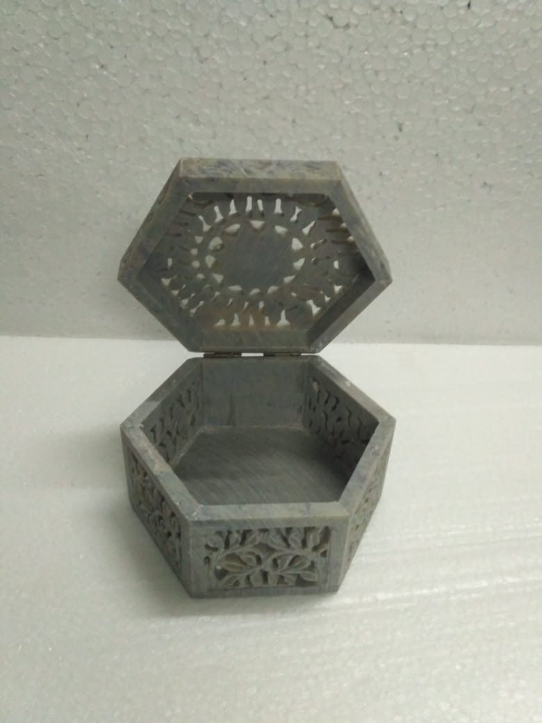 Buy METALCRAFTS Marble Soap Stone dibbi, Jali work, multi purpose, 10 ...
