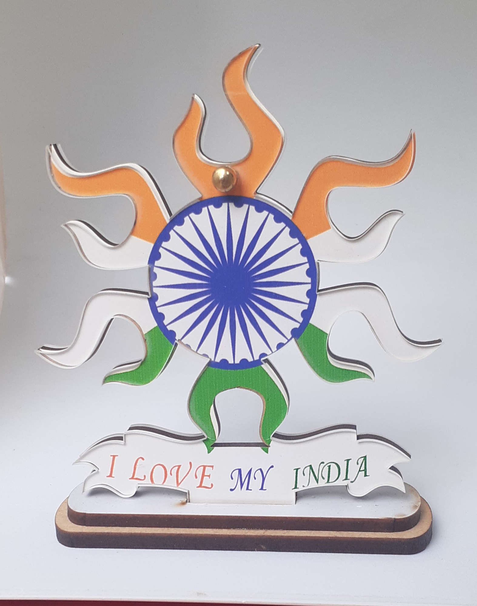 Buy Decorative Both Side Print Indian National Flag Stand with I Love ...