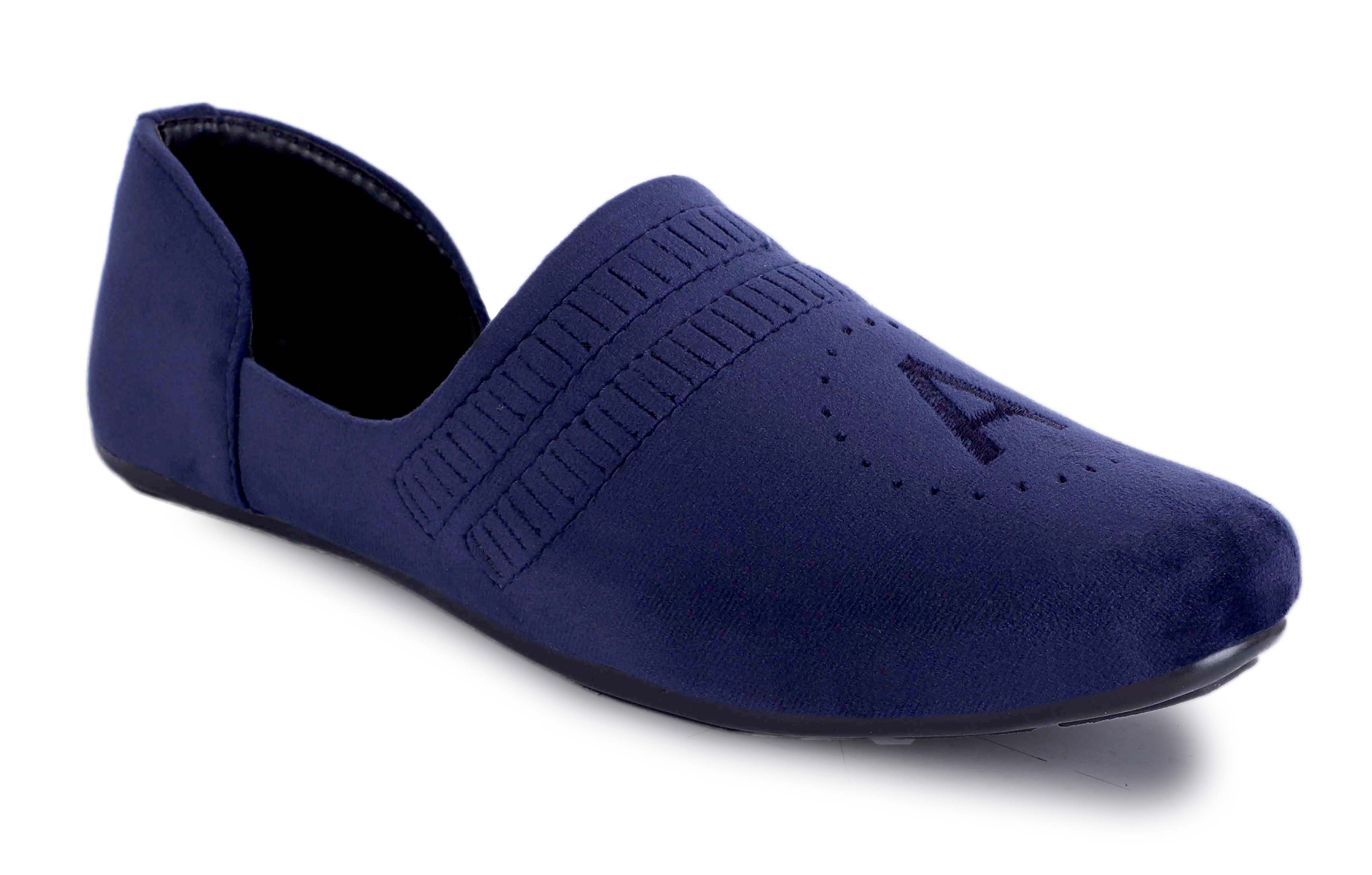 Buy Aadi Men's Blue Suede Leather Outdoor Casual Mojaris Online @ ₹999 ...