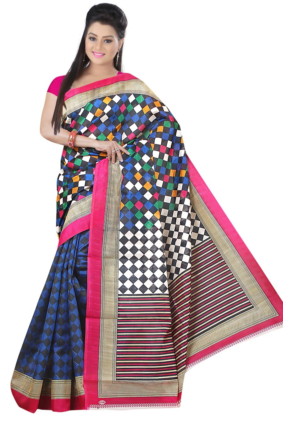 Buy SVB Multicolor Cotton Block Print Saree With Blouse Online - Get 75 ...