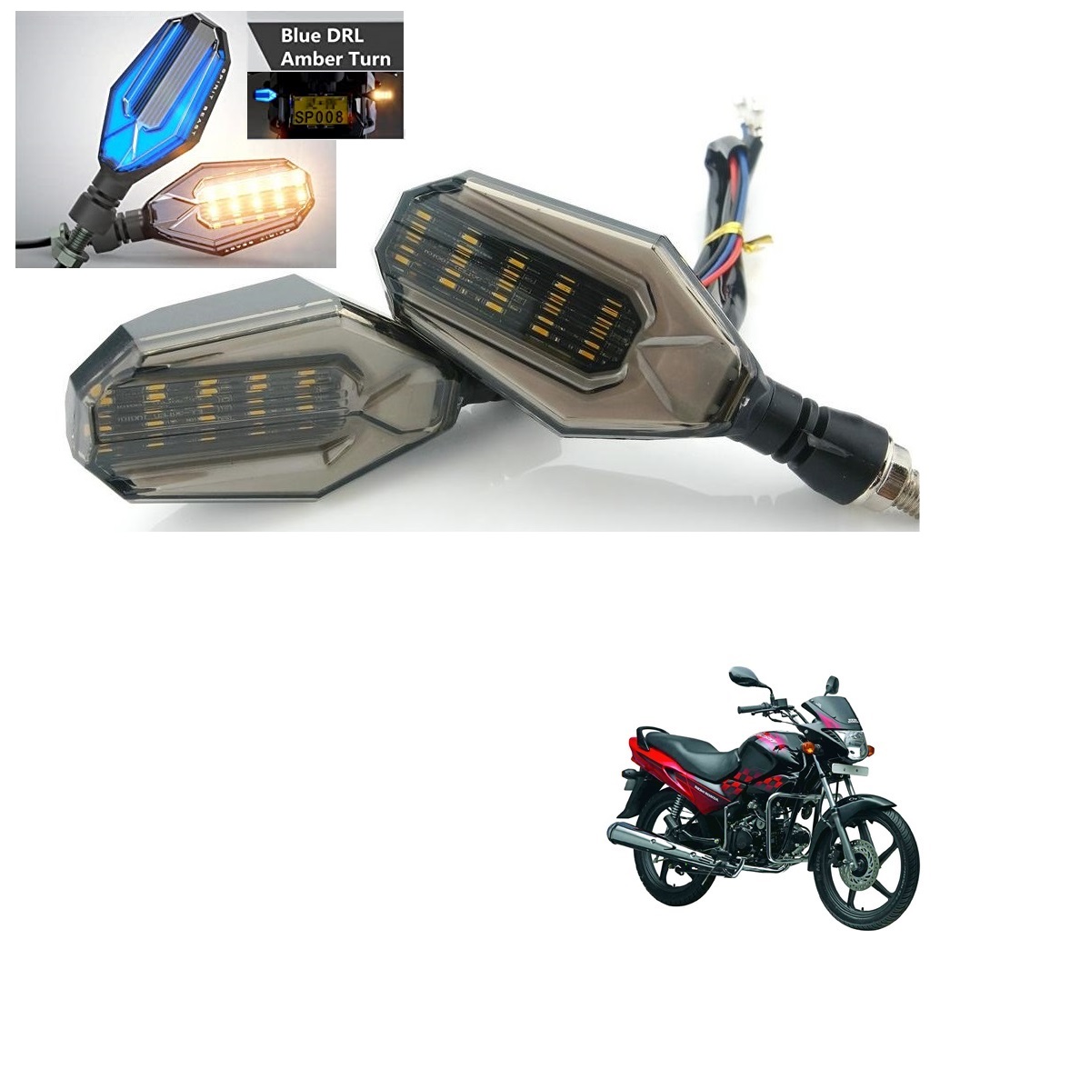 Buy Auto Addict Bike Indicator Lights U shaped 4Pcs DRL (Blue) Turn ...