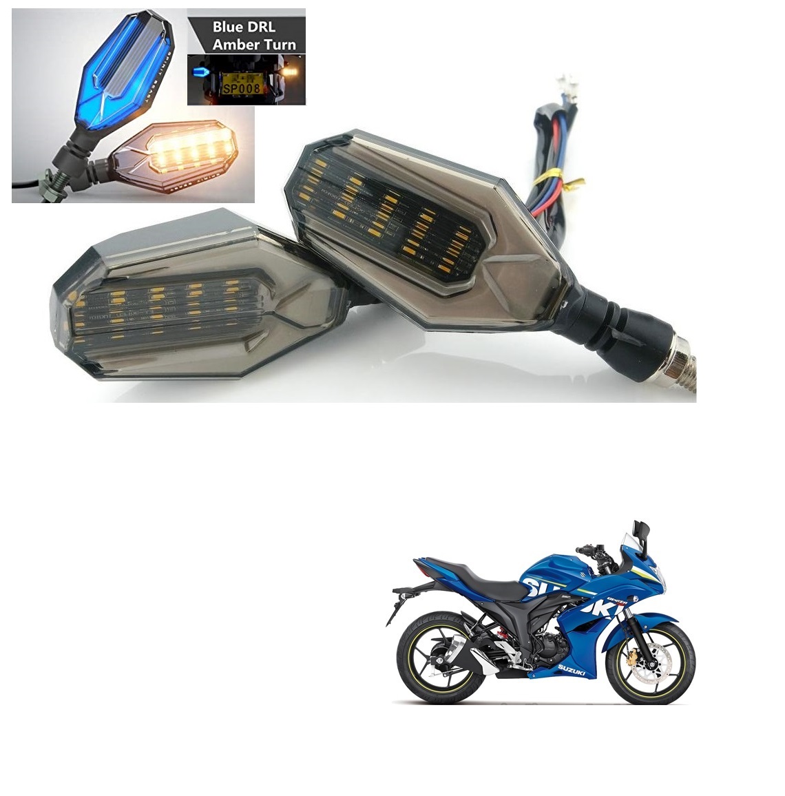 Buy Auto Addict Bike Indicator Lights U shaped 4Pcs DRL (Blue) Turn ...