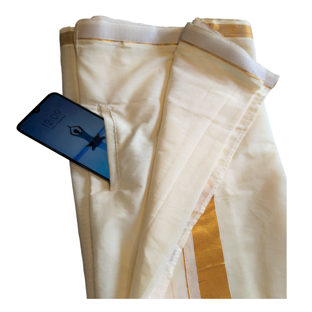 Buy MENS COTTON VELCRO POCKET KASAVU DOUBLE MUNDU/DHOTIS Online @ ₹799 ...