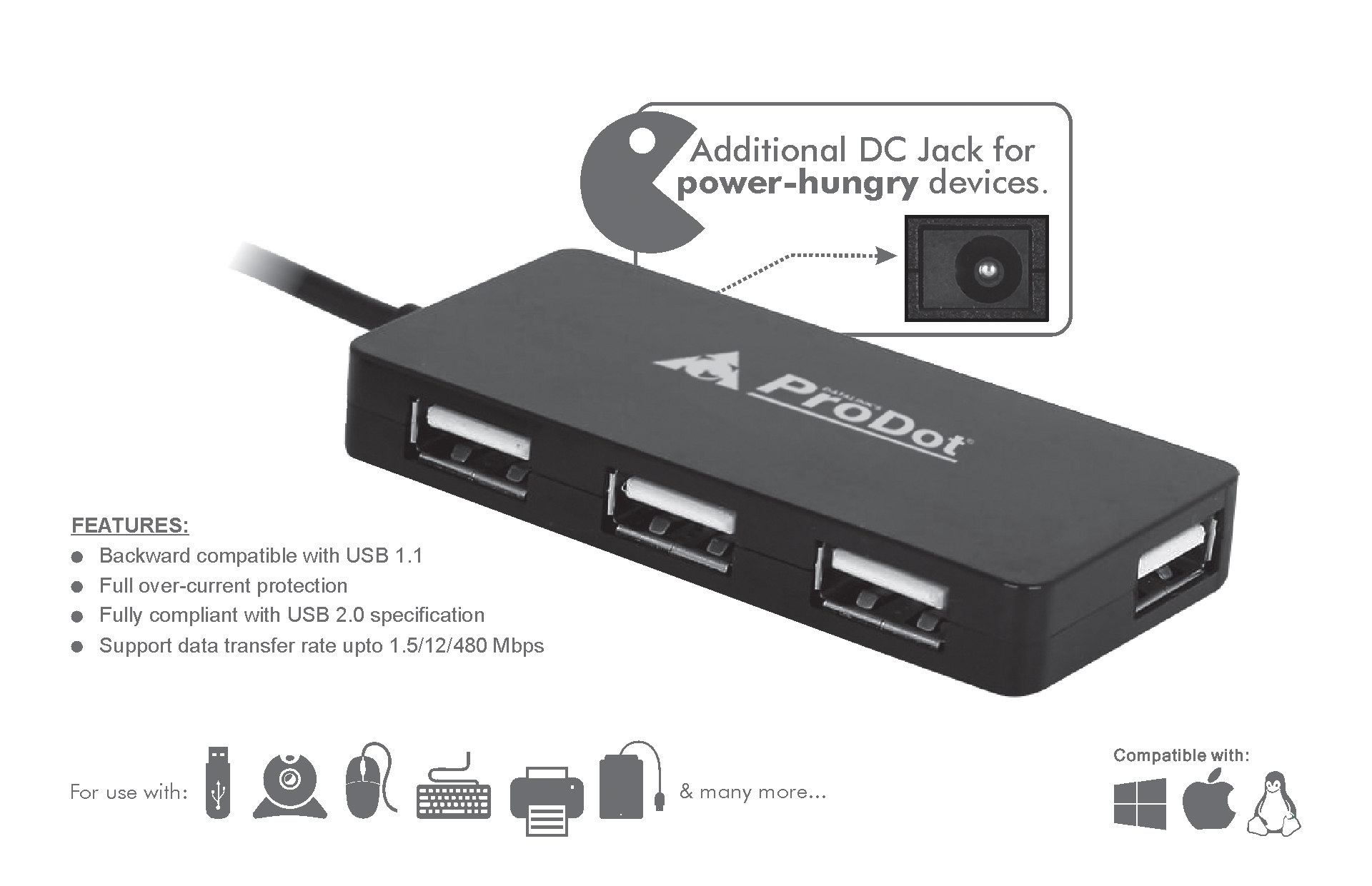 Buy PRODOT 4 PORT USB HUB Online @ ₹399 from ShopClues