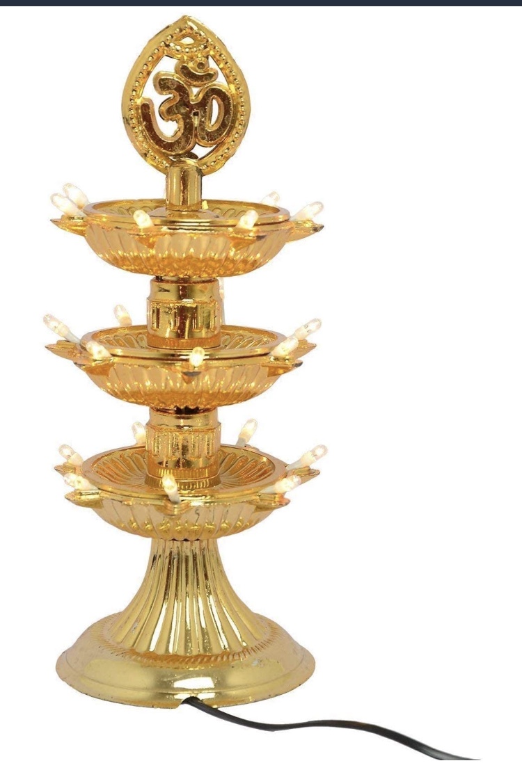 Buy OM 3 Layer Electric Gold LED Bulb Lights Diya for Mandir/office ...