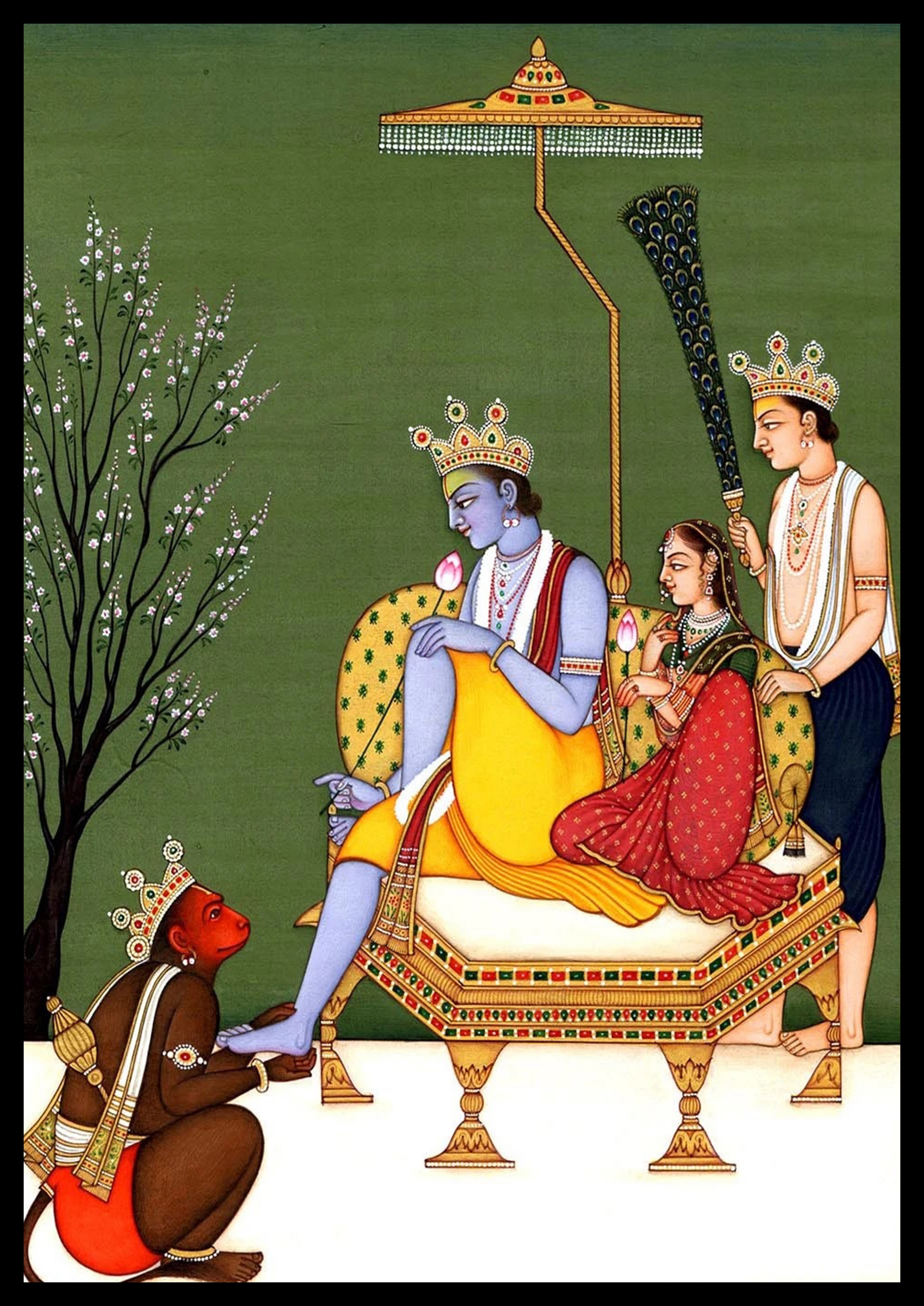 Buy Blue Nexus Shri Ram and Hanuman A4 Paper Wall Poster With Frame ...