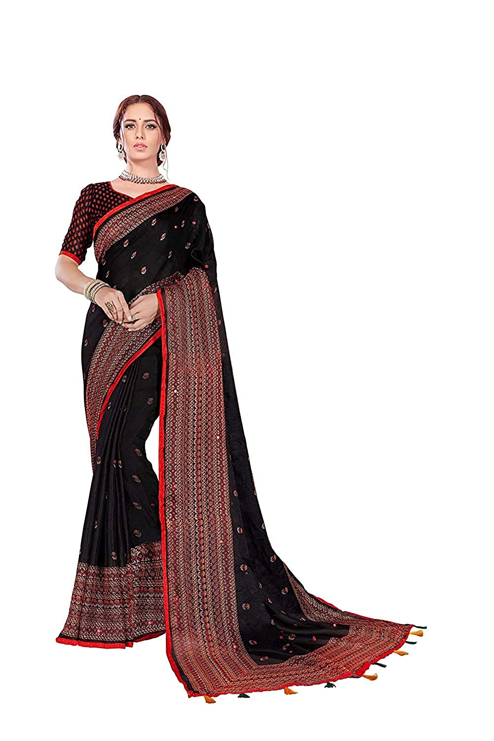 Buy jute silk printed less border saree with blouse Online @ ₹649 from ...