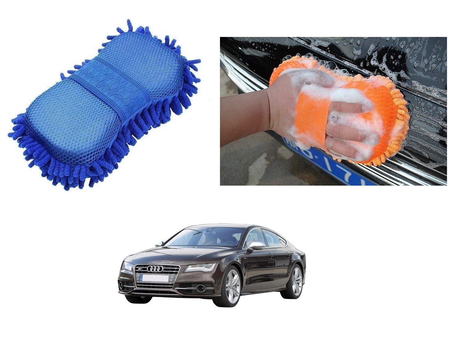 Buy Auto Addict Car Bike Washing Microfiber Cleaning Gloves Sponge Mitt ...
