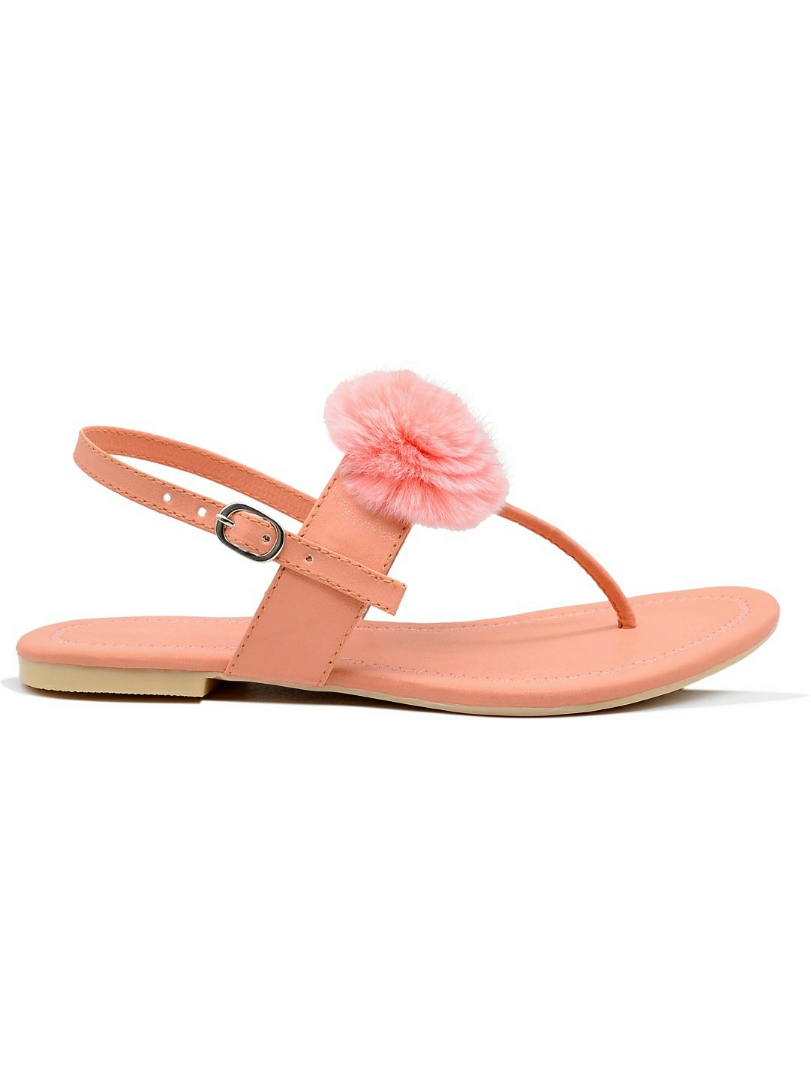 Buy Latest Peach Colour Flower Design With Mini Back Belt Sandal For ...