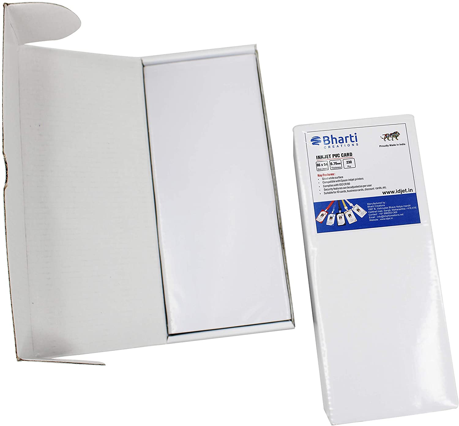 Buy iDJET Plain White PVC ID Cards for all inkjet printers- Pack of 230 ...
