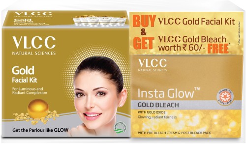 Buy VLCC Gold facial kit 60g & Gold bleach 30g(2 x 45 g) Online @ ₹209 ...