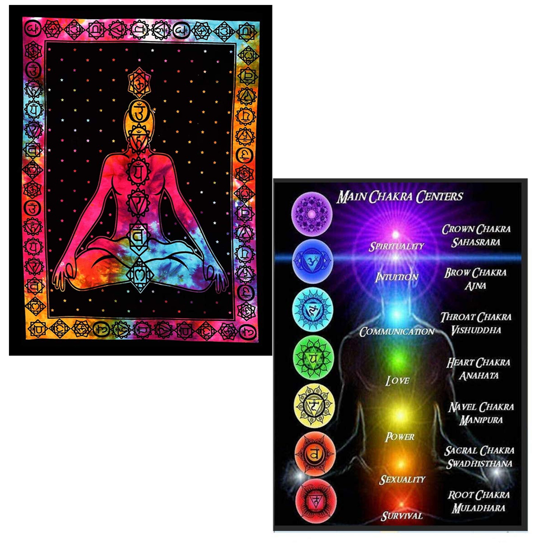 Buy Yoga Abstract Meditation Combo Poster Fully Waterproof Vinyl ...