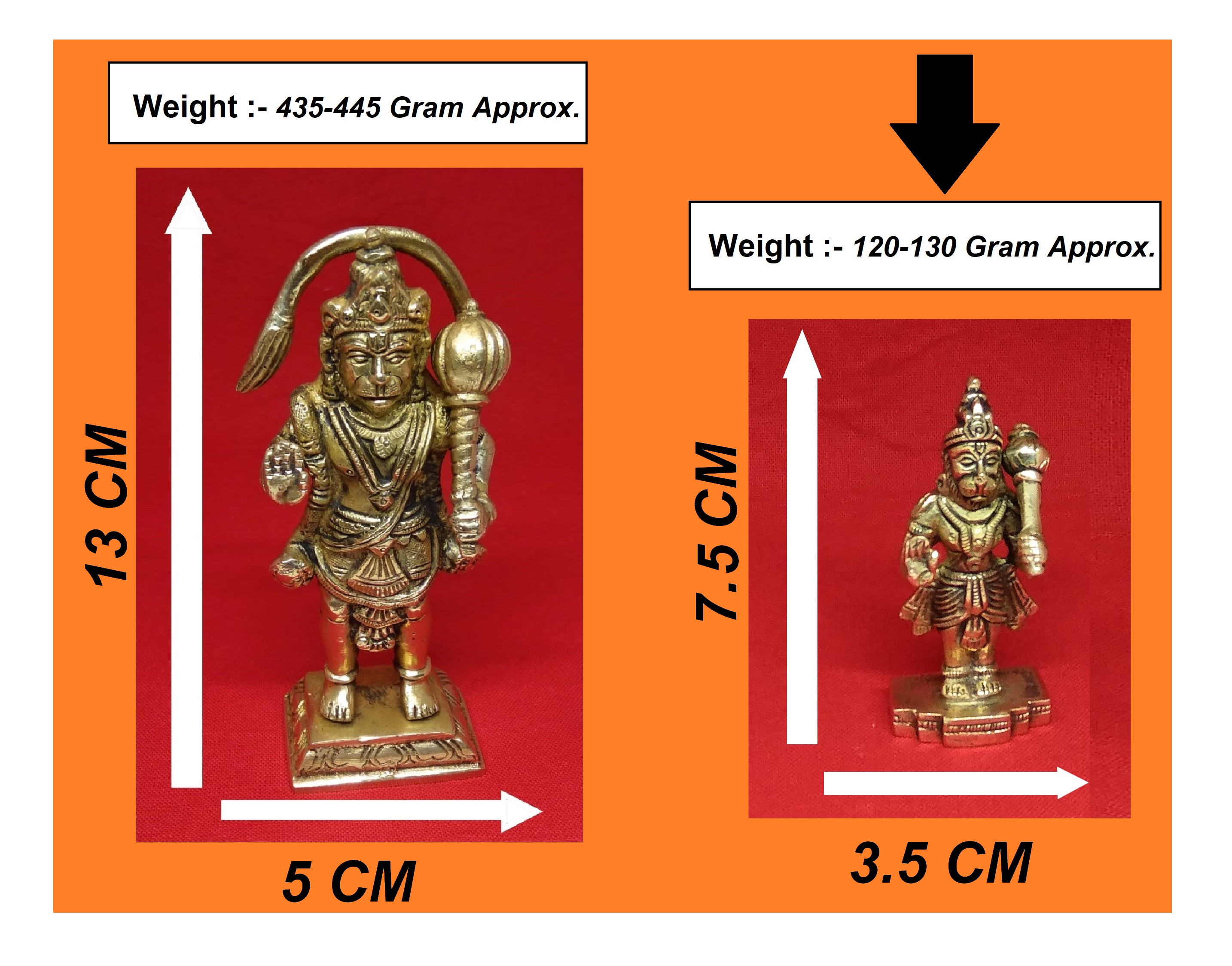 Buy Ashtadhatu Super Fine Quality Of Big And Small Hanuman Murti For ...