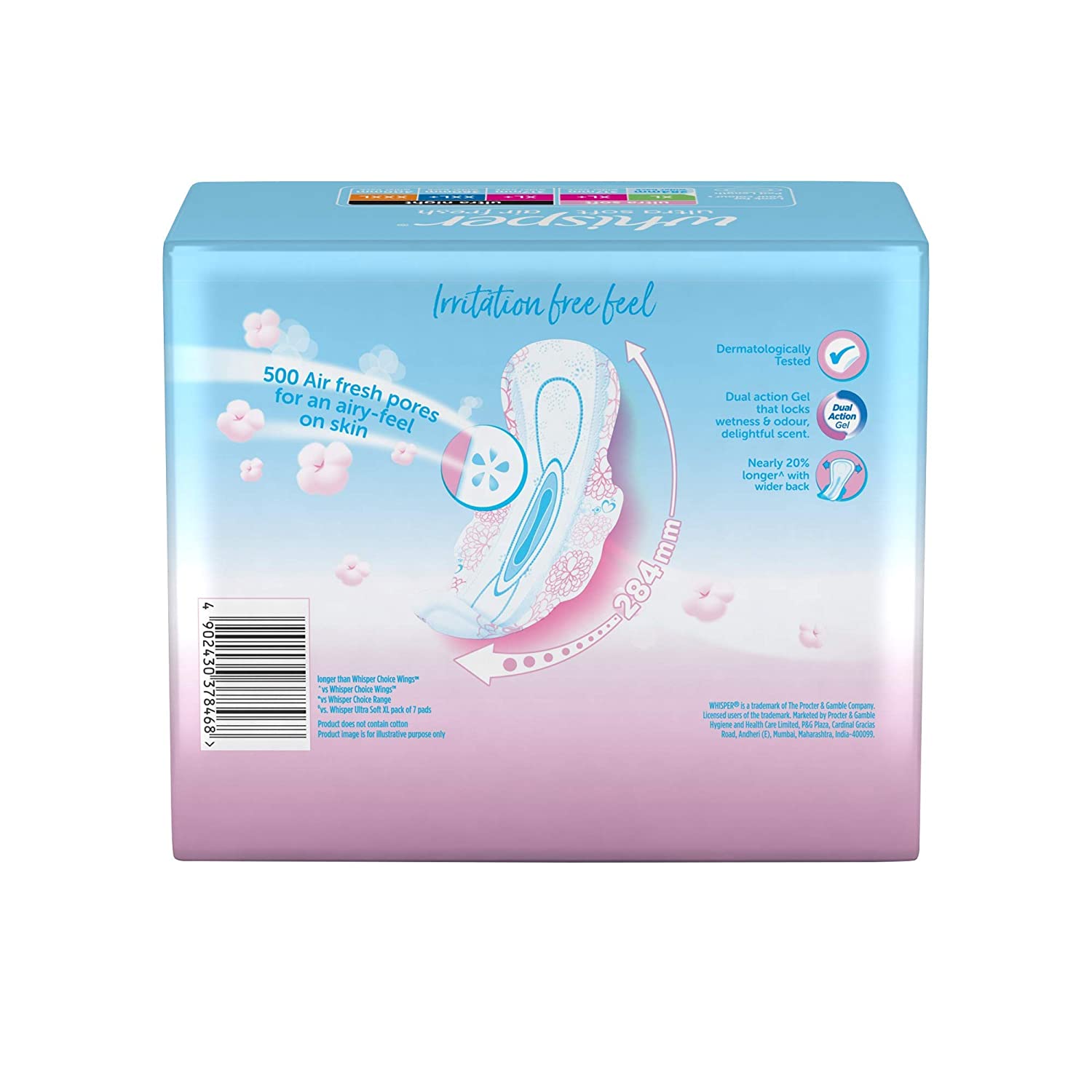 Buy 50 PADS Whisper Ultra Soft Air Fresh Sanitary Pads for Women, XL ...
