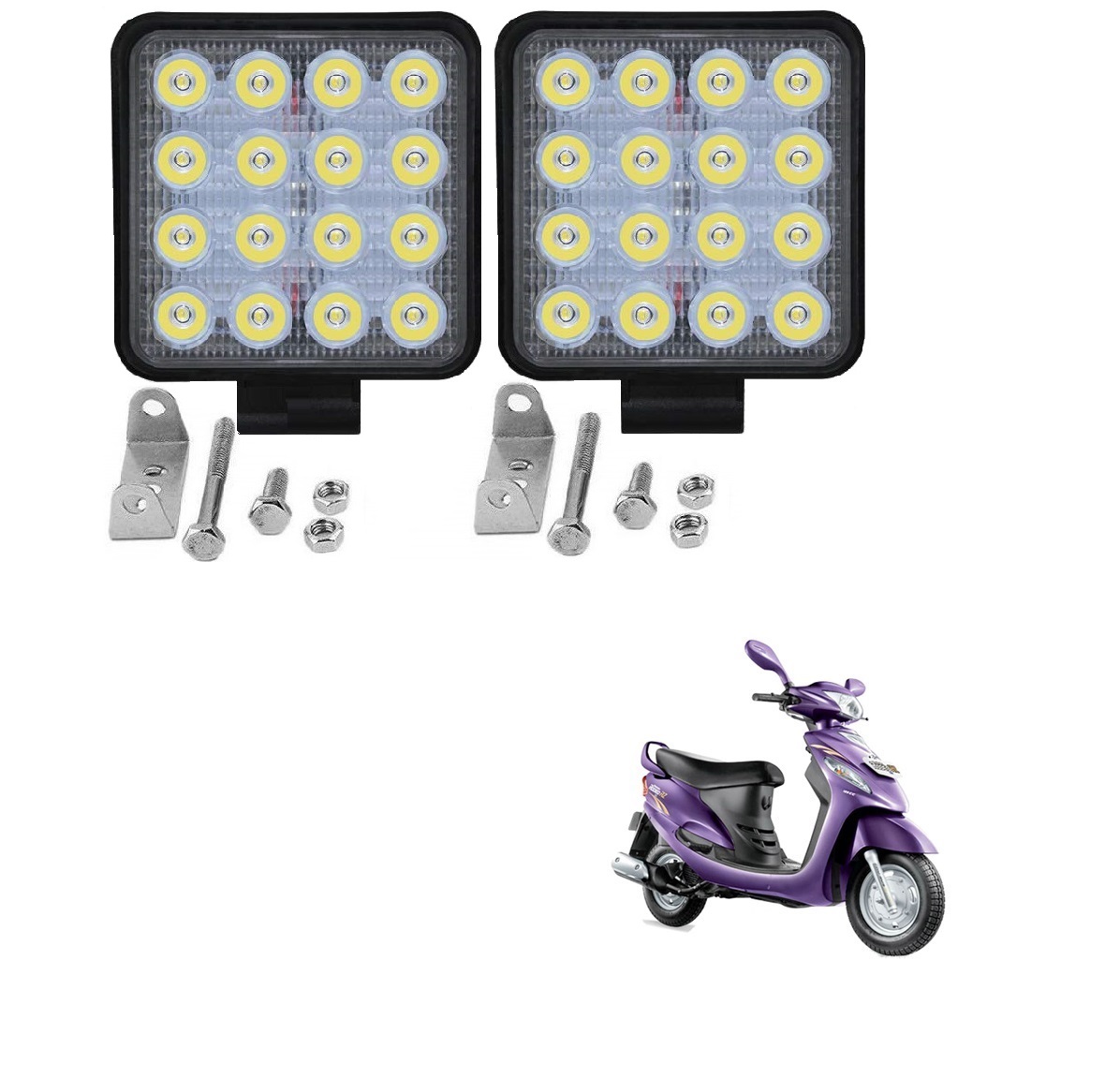 Buy Auto Addict Scooty 16 LED Fog Light Bar 48W Square shape Auxillary ...