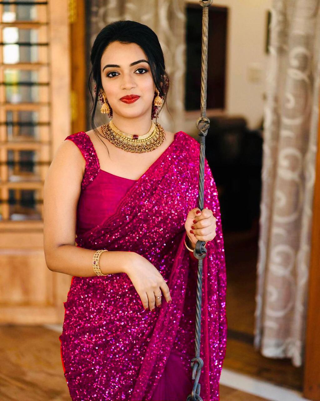 Buy New Heavy Sequence Saree With Blouse For Wedding Party Casual Wear