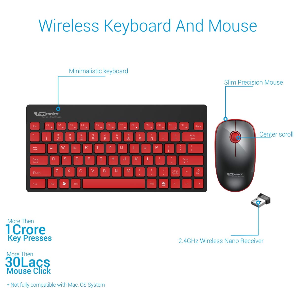 Buy Portronics Key2 A Combo Of Multimedia Wireless Keyboard Mouse 1 Year Manufacturing Warranty