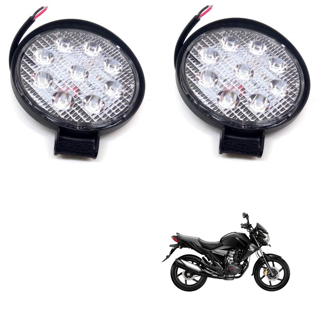 Buy Auto Addict Bike 9 LED Round Fog Light Auxillary Lights with Flood Beam(2 PCS) For Honda CB ...
