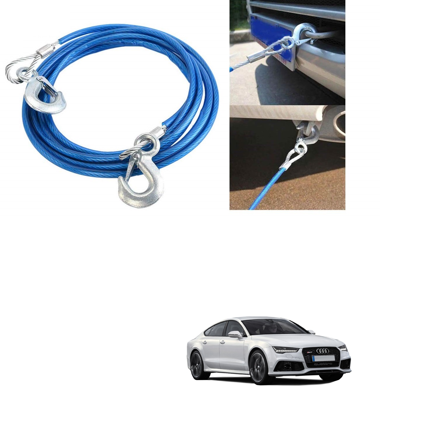 Buy Auto Addict Car Towing Rope Heavy Duty Car Emergency Tow Cable 5 ...