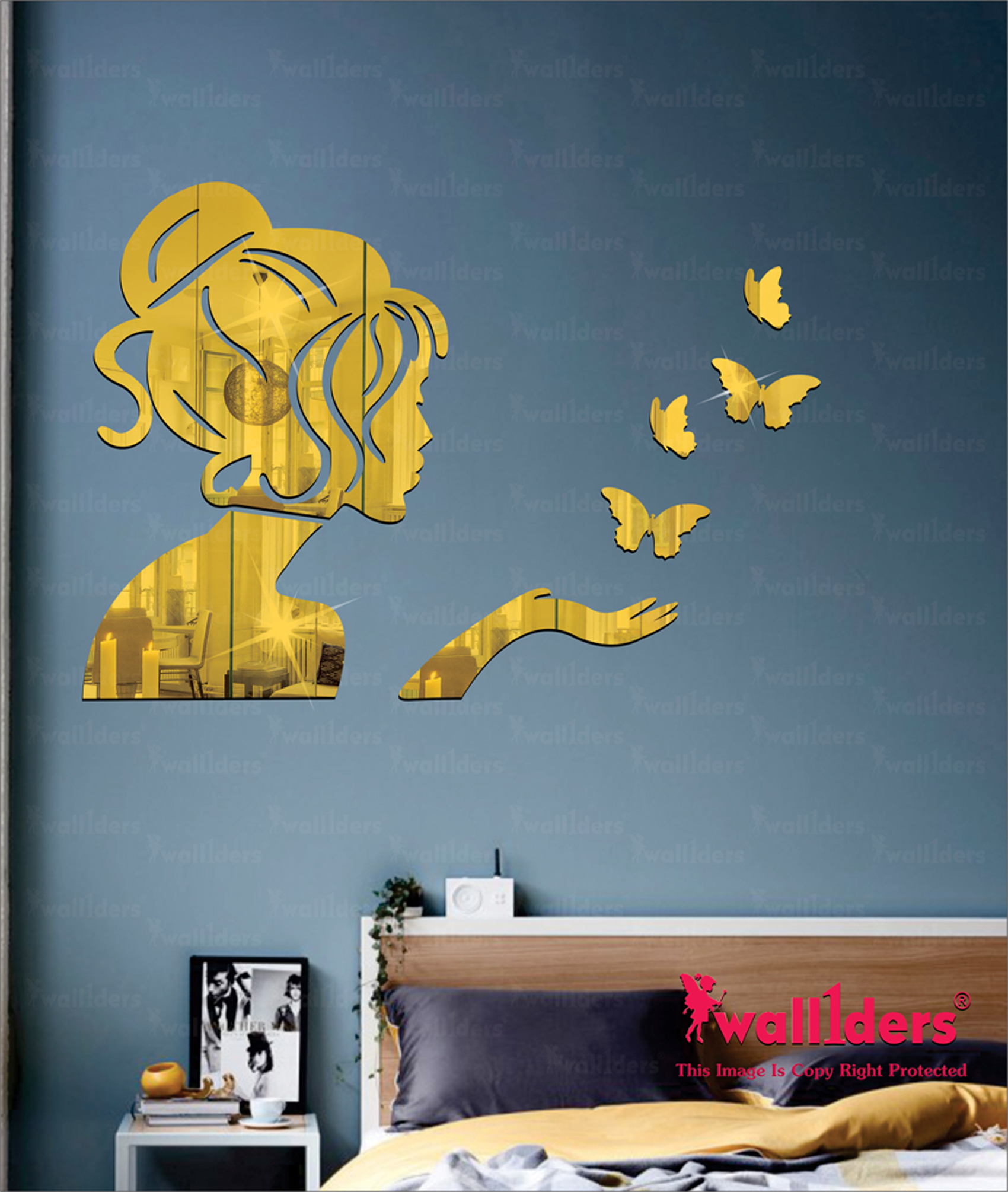 Buy Wall1ders Angel 4 Butterflies Golden 3D Acrylic Stickers, 3D ...