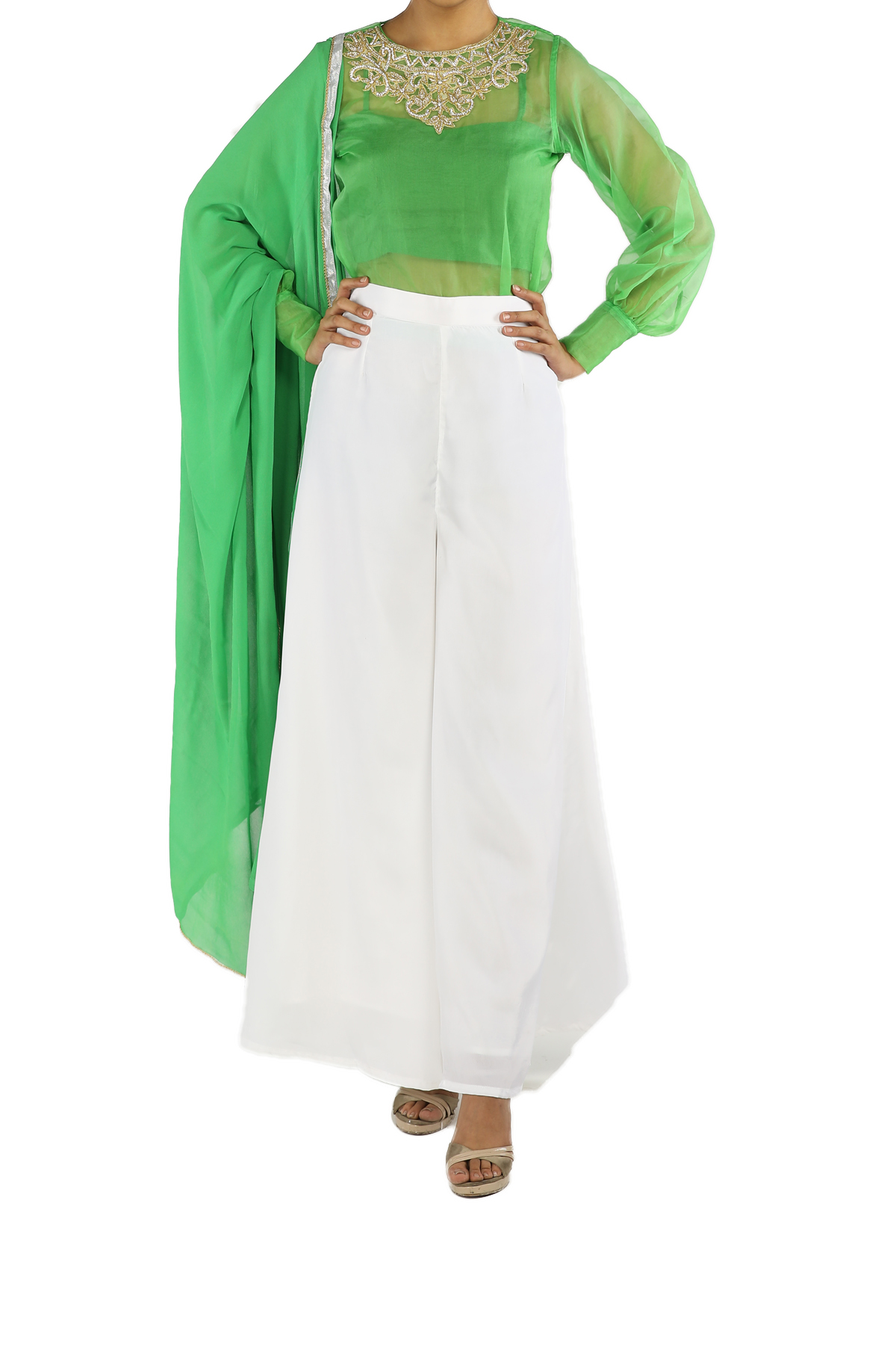 Buy Palazzo and Short Top with Dupatta Online @ ₹6790 from ShopClues