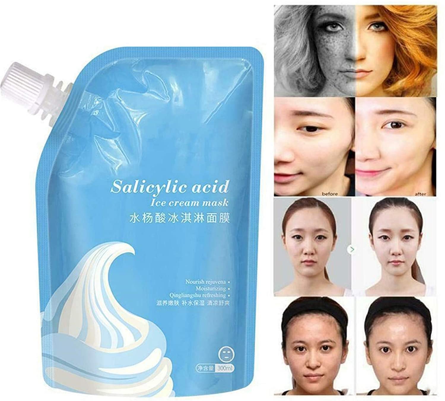 Buy Salicylic acid ice cream mask reduce acne marks shrink pores and ...
