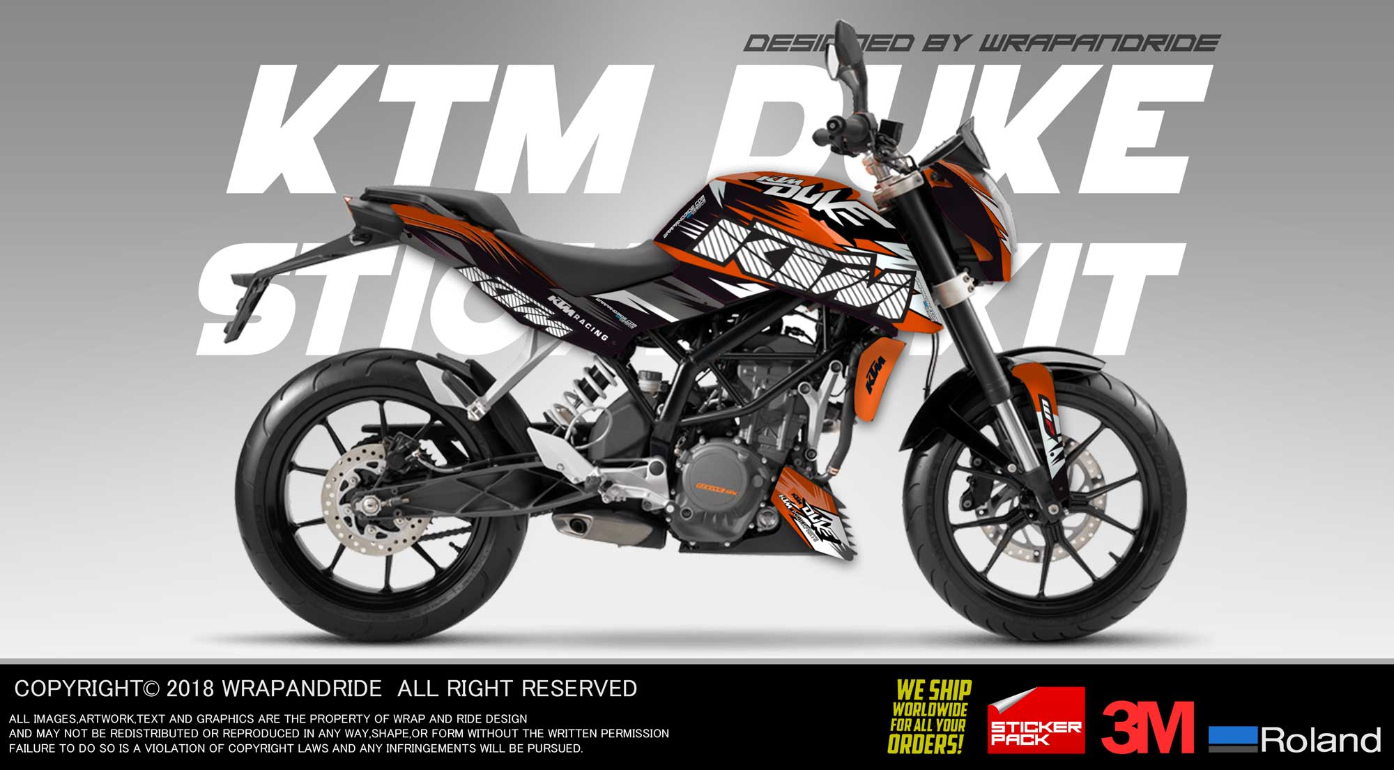 Buy KTM Duke 125/200/390 Power Parts Design Full Body Wrap Decal ...