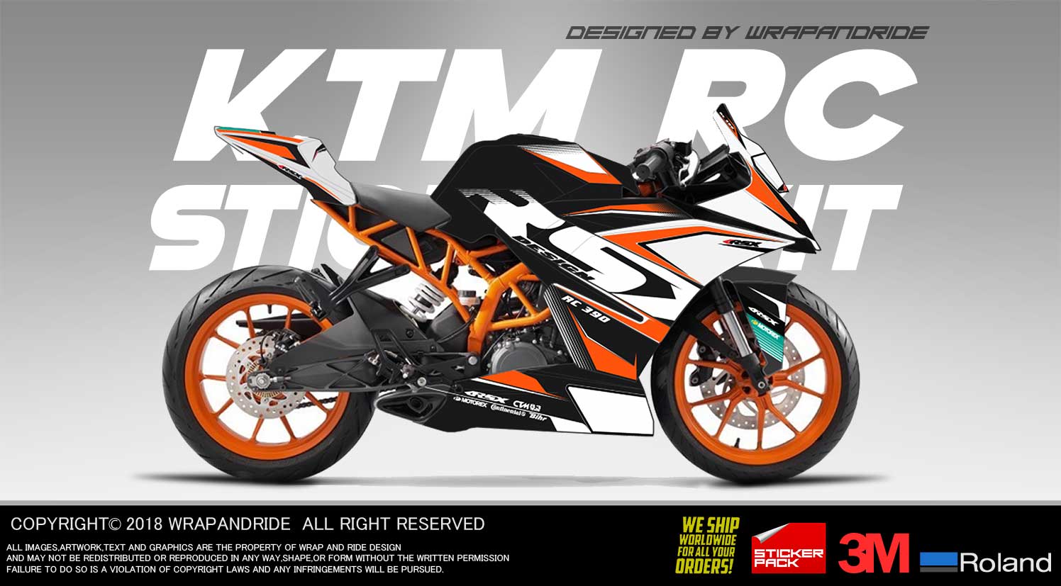 Buy KTM RC 125 / 200 / 390 Rsx Edition Full Body Wrap Decal Sticker Kit ...