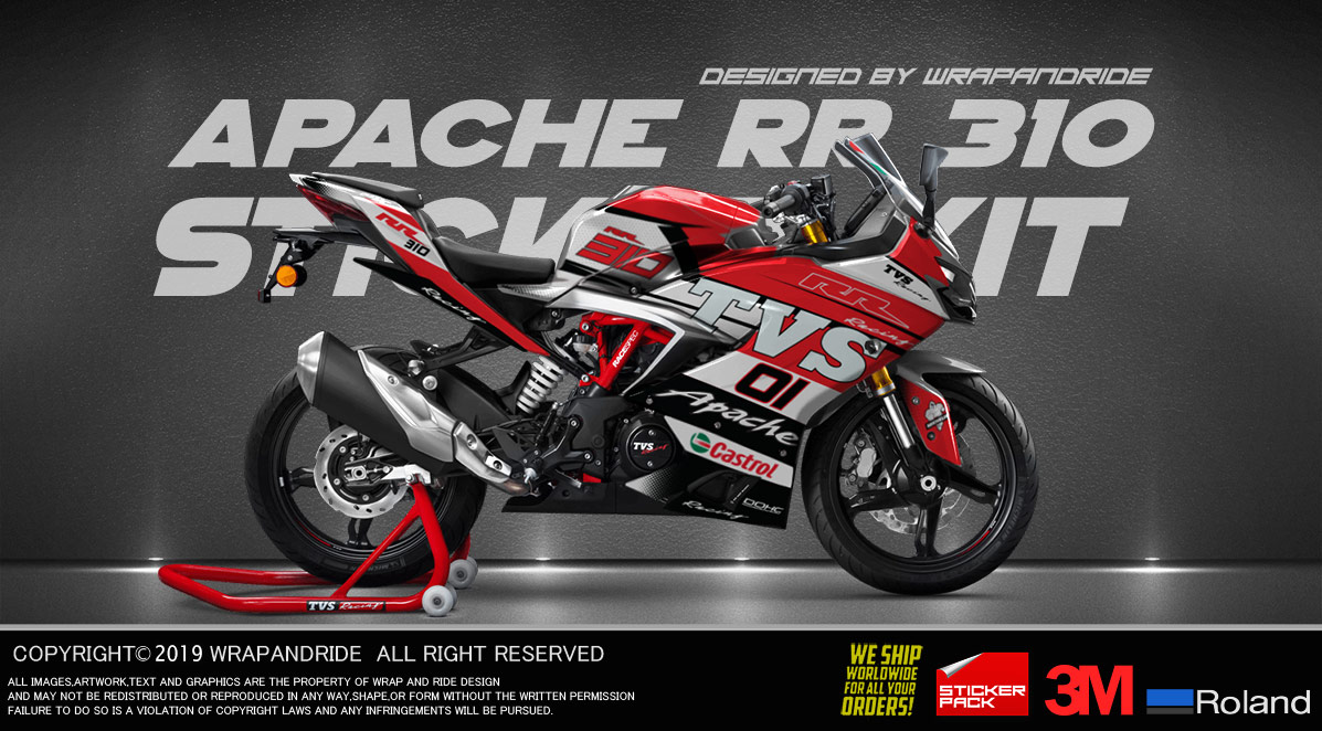 Buy Tvs Apache RR 310 Official Design 1 Full Body Wrap Decal Sticker ...