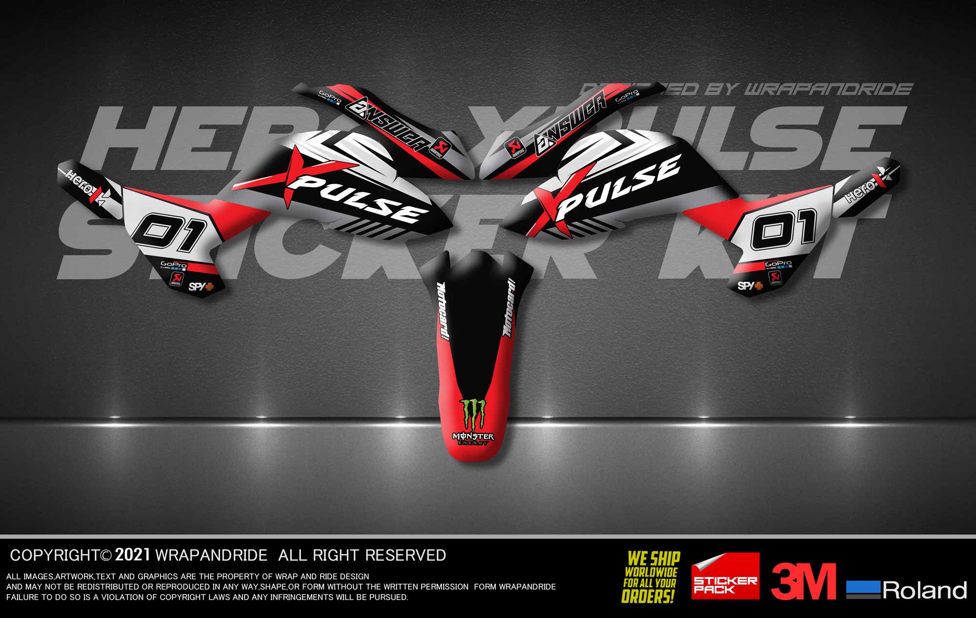 Buy Hero Xpulse 200 Xreally Red Edition Full Body Wrap Decal Sticker ...