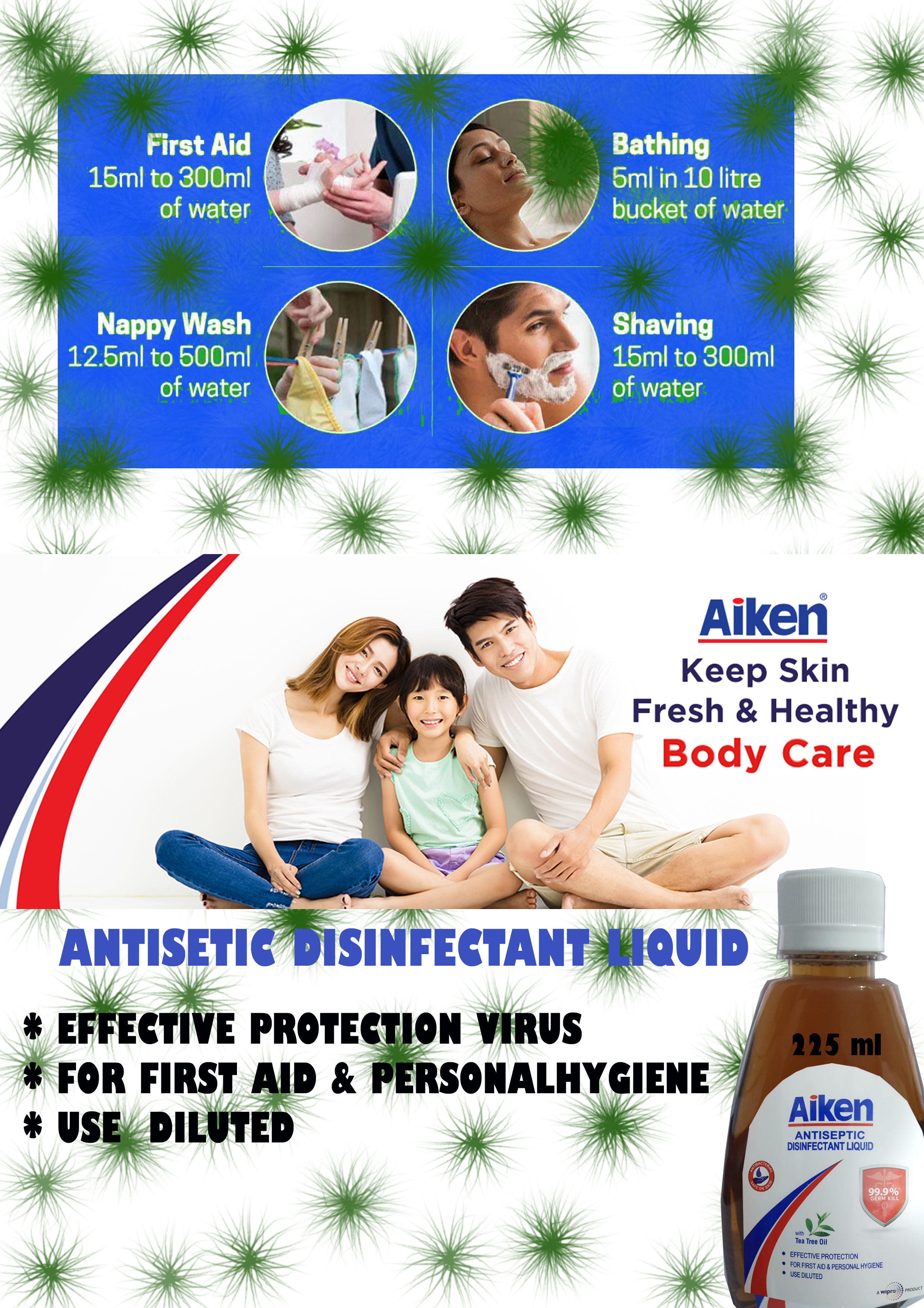 Buy Antiseptic Antibacterial Disinfectant liquid for First aid persoal ...