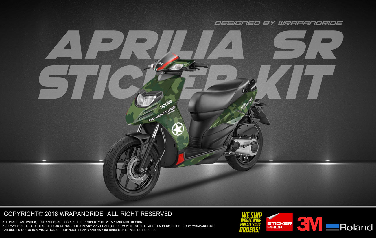 Buy Aprilia Sr 125/150 Camouflage Edition Full Body Wrap Decal Sticker ...