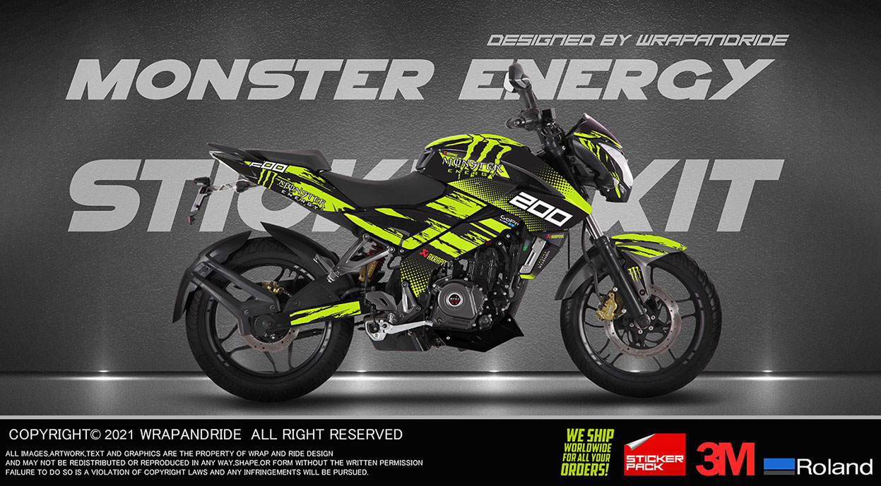 Buy Bajaj Pulsar NS 160/200 Design 3 Full Body Wrap Decal Sticker Kit ...