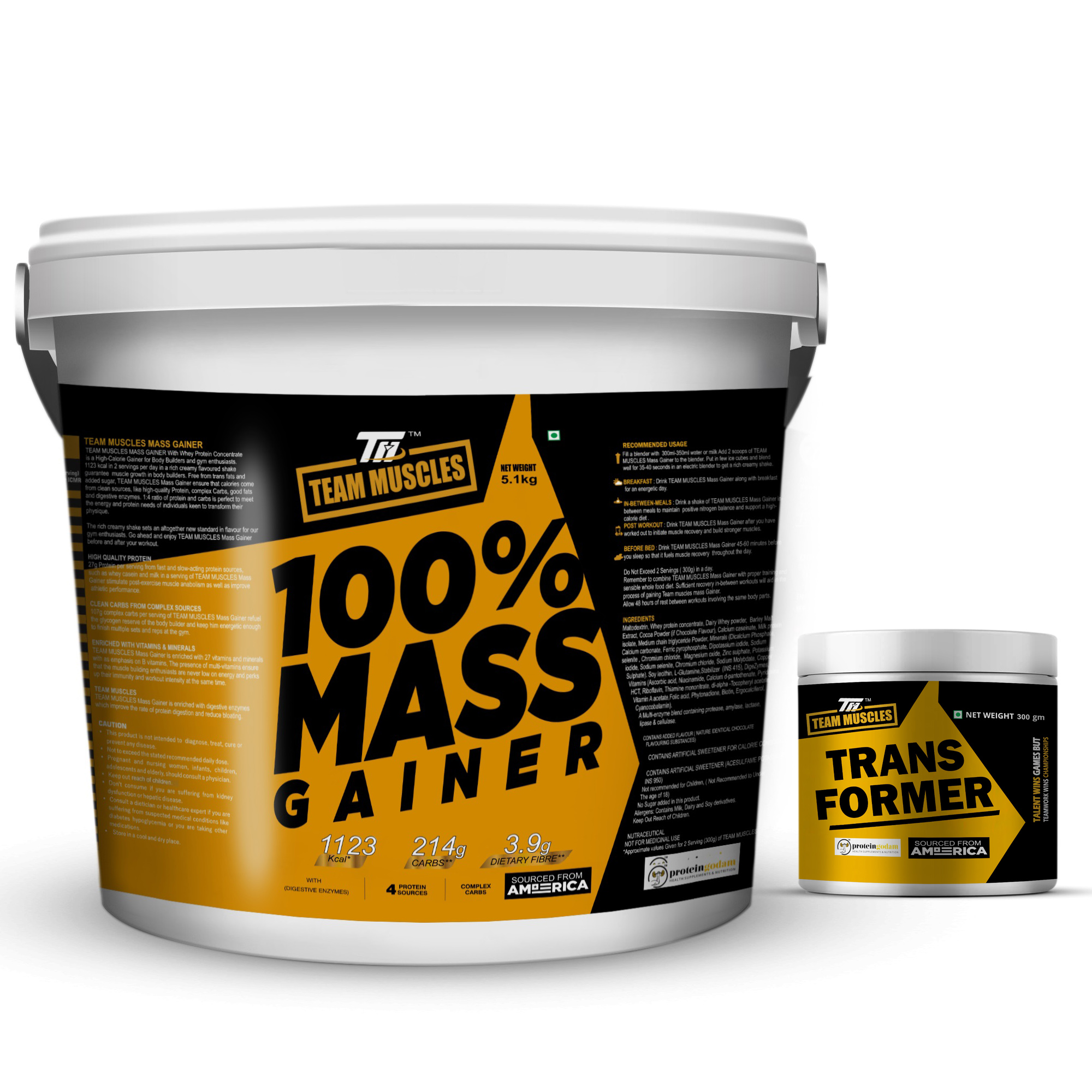 Buy TM 100 Mass Gainer(Vanilla-5Kg) TM Transformer(Orange) Online ...