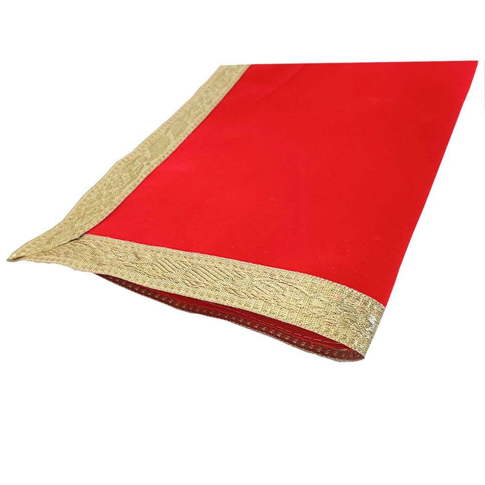 Buy shree pavitra Premium Red Velvet Pooja Aasan Cloth / Chowki Aasan ...