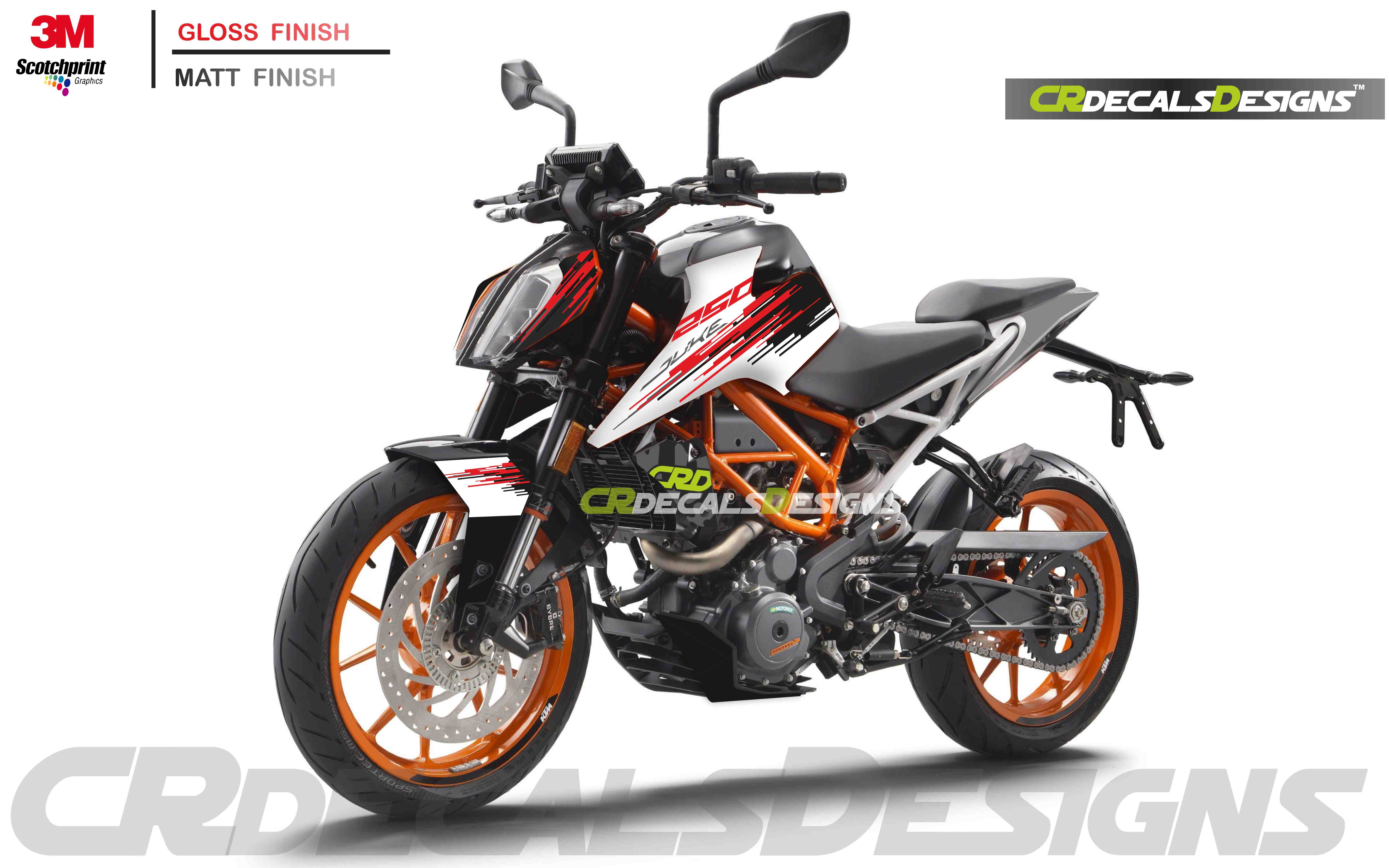 Buy KTM DUKE 250 Custom Decals/ Wrap/ Stickers STREET STYLE Kit- 2 ...