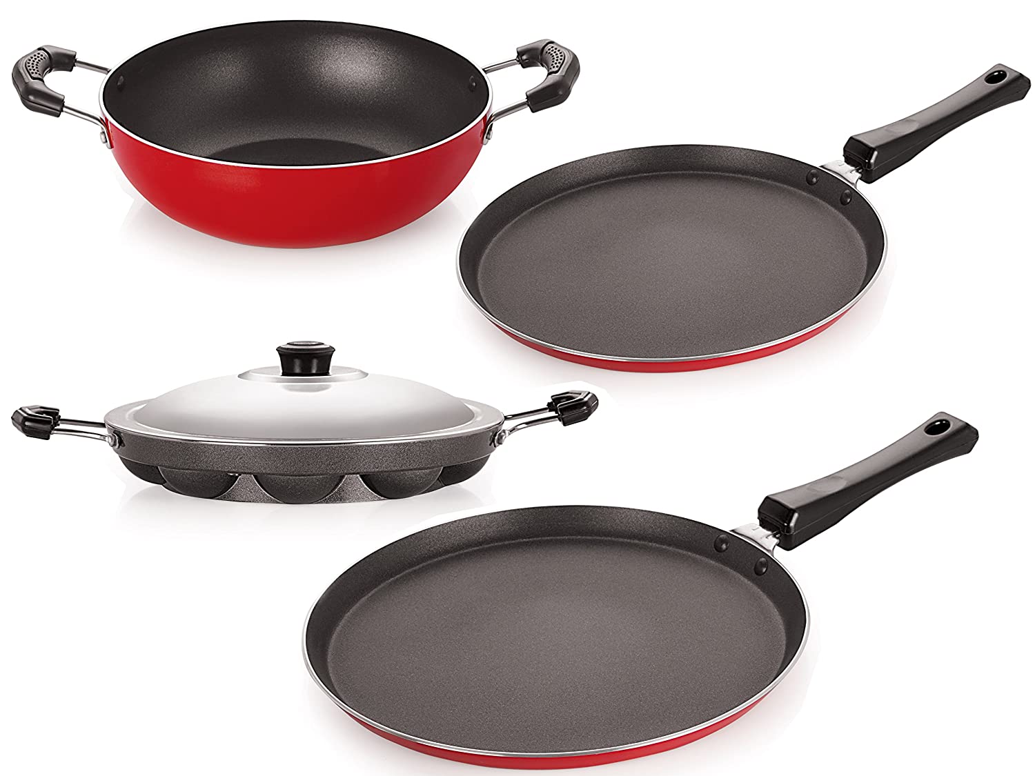 Buy Nirlon Non-Stick Aluminium Flat Base Cookware Combo Gift Set with ...
