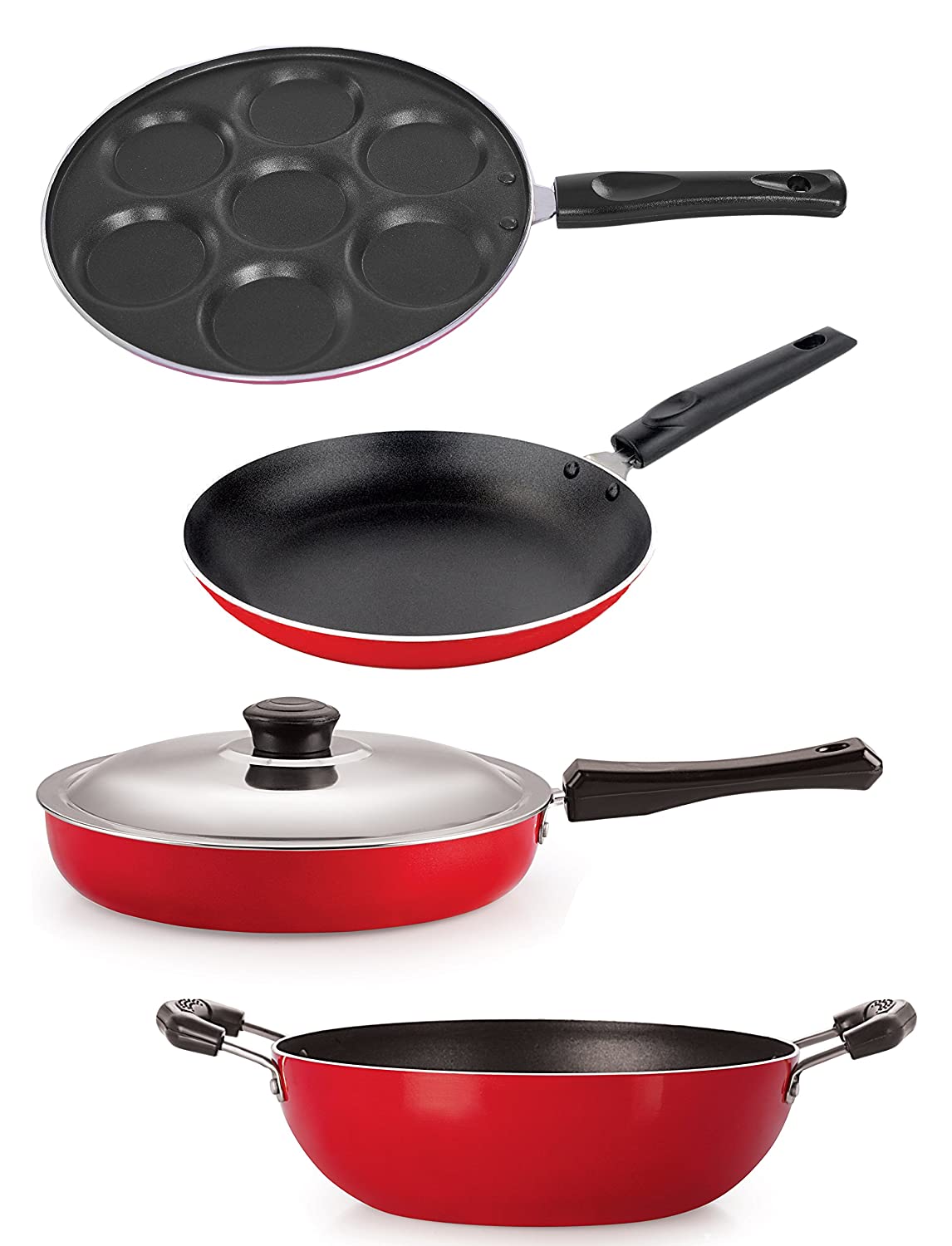 Buy Nirlon Non Stick 4 Piece Tawa Fry Pan and Kadhai Combo Set ...