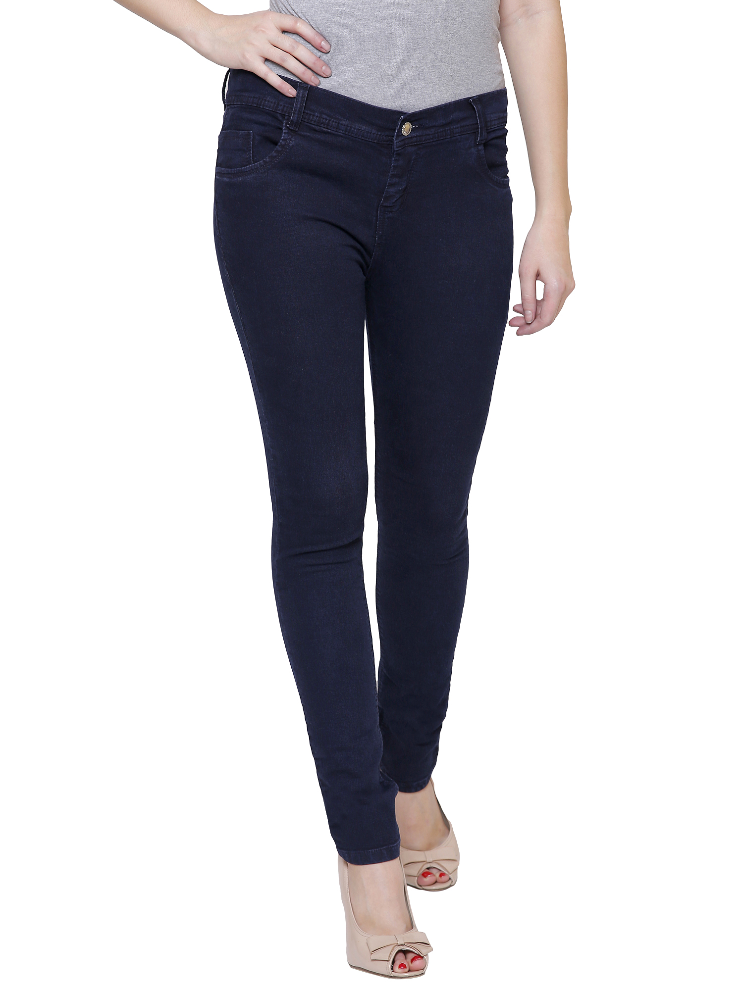 Buy Women Navy Blue Skinny Fit Mid-Rise Clean Look Stretchable Denim ...