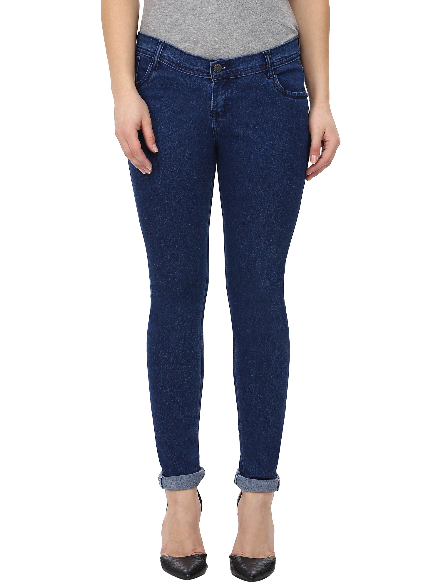 Buy Women Navy Blue Skinny Fit Mid-Rise Clean Look Stretchable Jeans ...