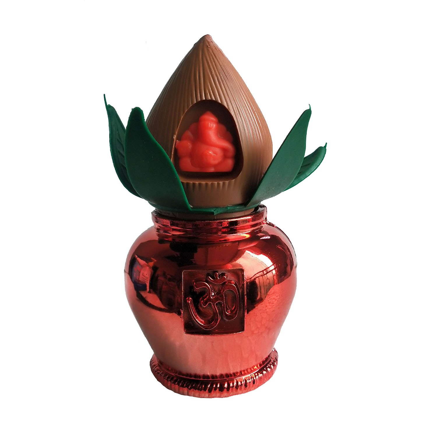 Buy Beautiful Plastic Kalash/Lota with Artificial Nariyal Lord Ganesha ...